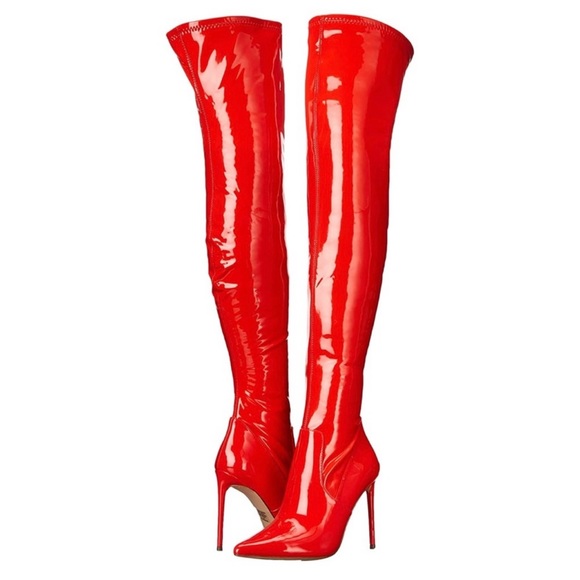 Steve Madden | Shoes | Steve Madden Red Patent Leather Over The Knee Heeled Boots Size 85 | Poshmark